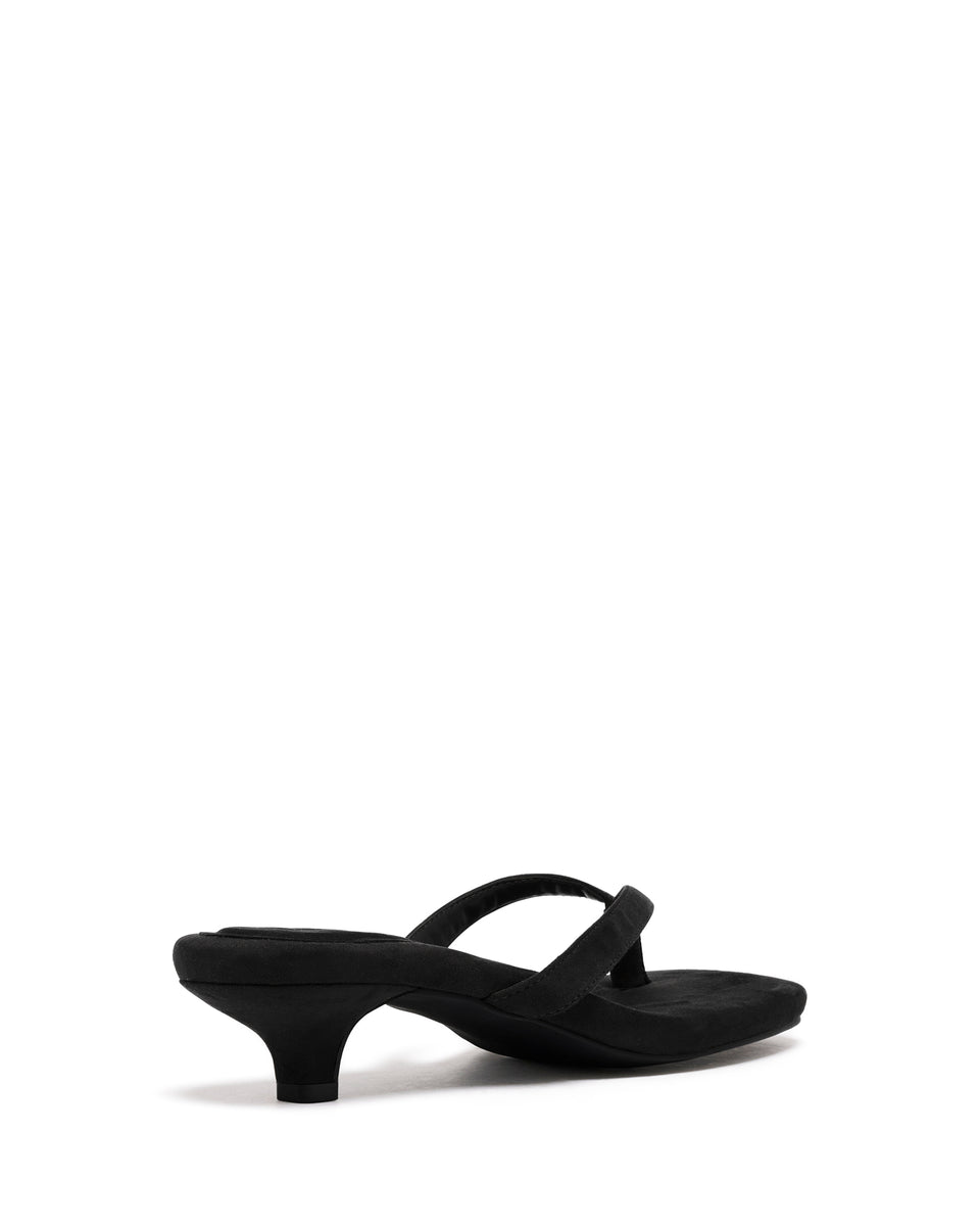 Heatwave Thong Heel Black Microsuede – Therapy Shoes