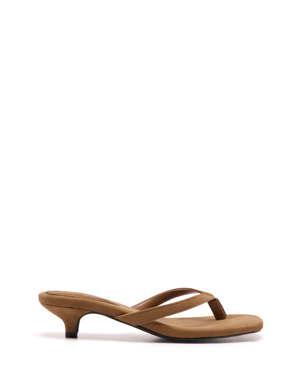 Heatwave Thong Heel Toffee Microsuede – Therapy Shoes